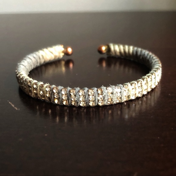 Anthropologie | Jewelry | Suede And Rhinestone Cuff | Poshmark